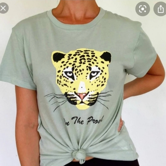 Wildfox | Tops | Wildfox On The Prowl Aqua Gray Graphic Tee | Poshmark